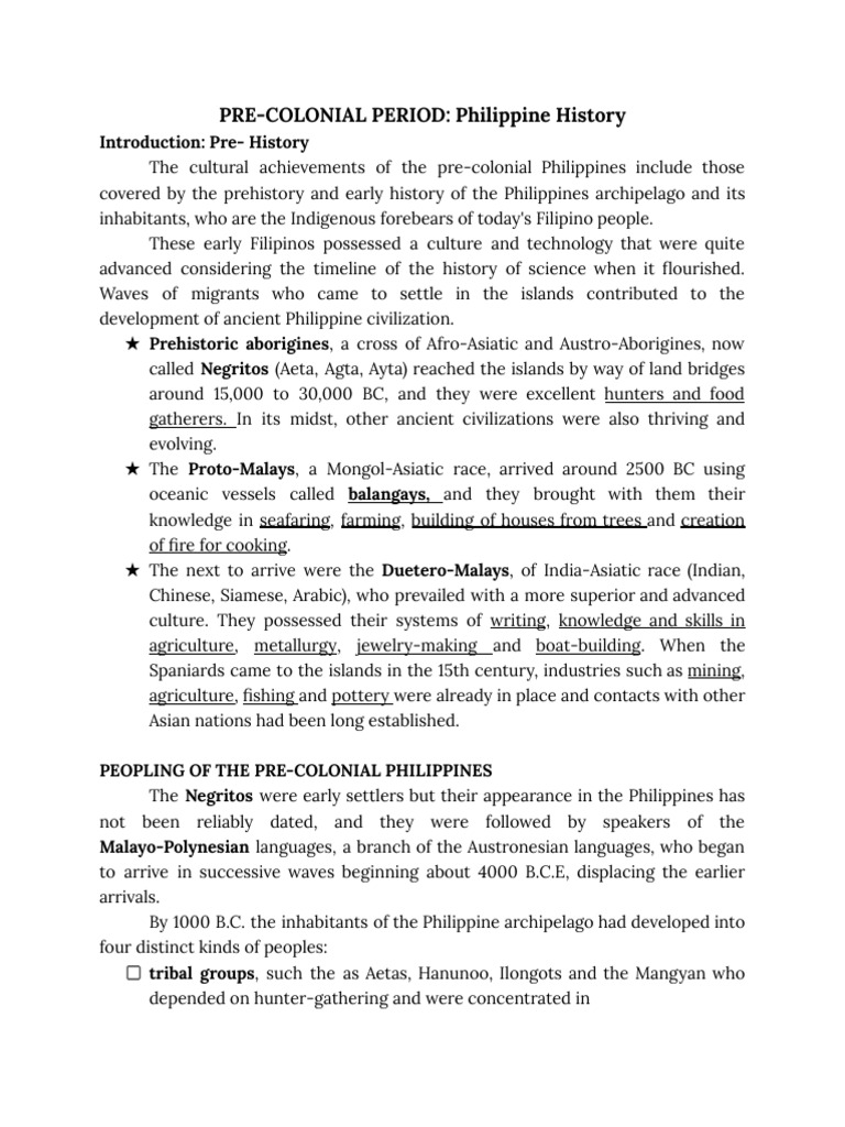 Pre-Colonial Period - Philippine History and Uncolonized Region | PDF