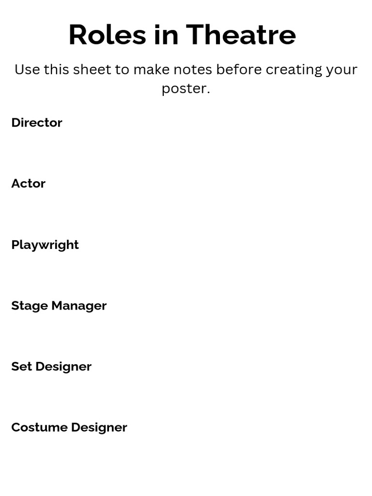 Roles in Theatre | PDF