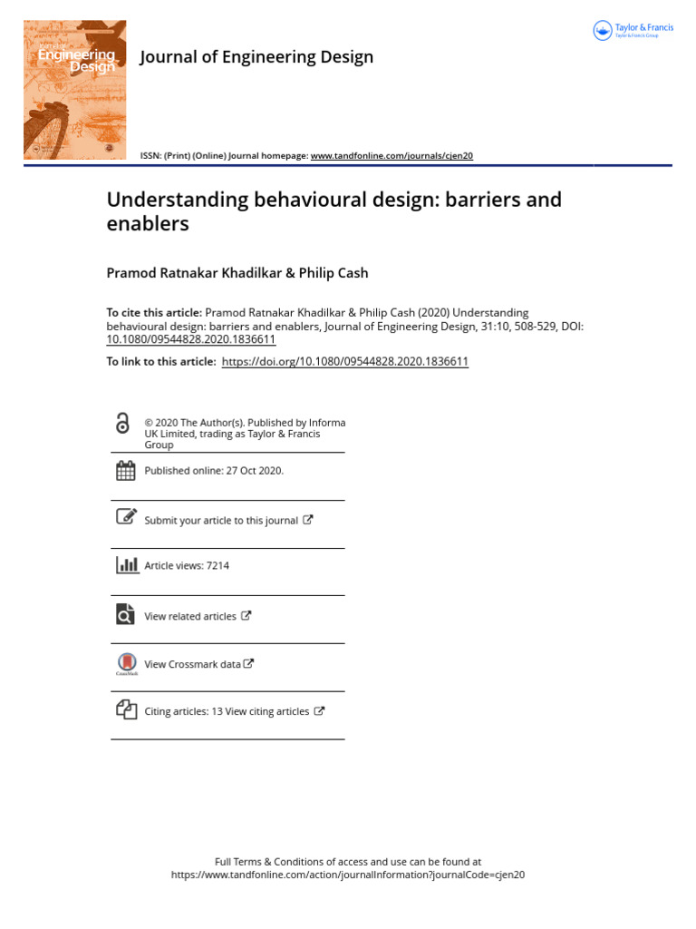 Understanding Behavioural Design Barriers and Enablers | PDF