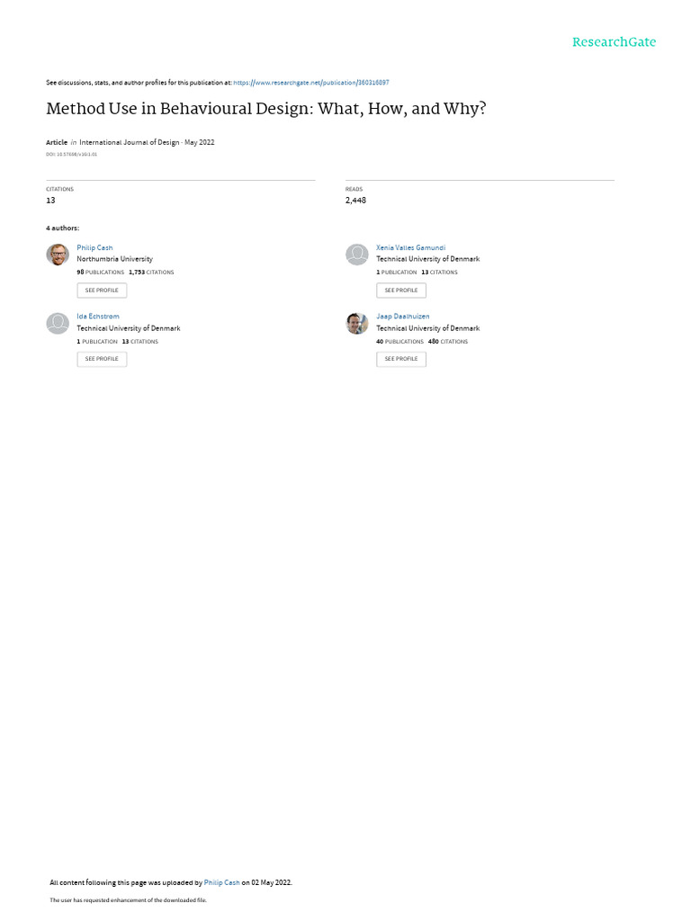 Method Use in Behavioural Design | PDF