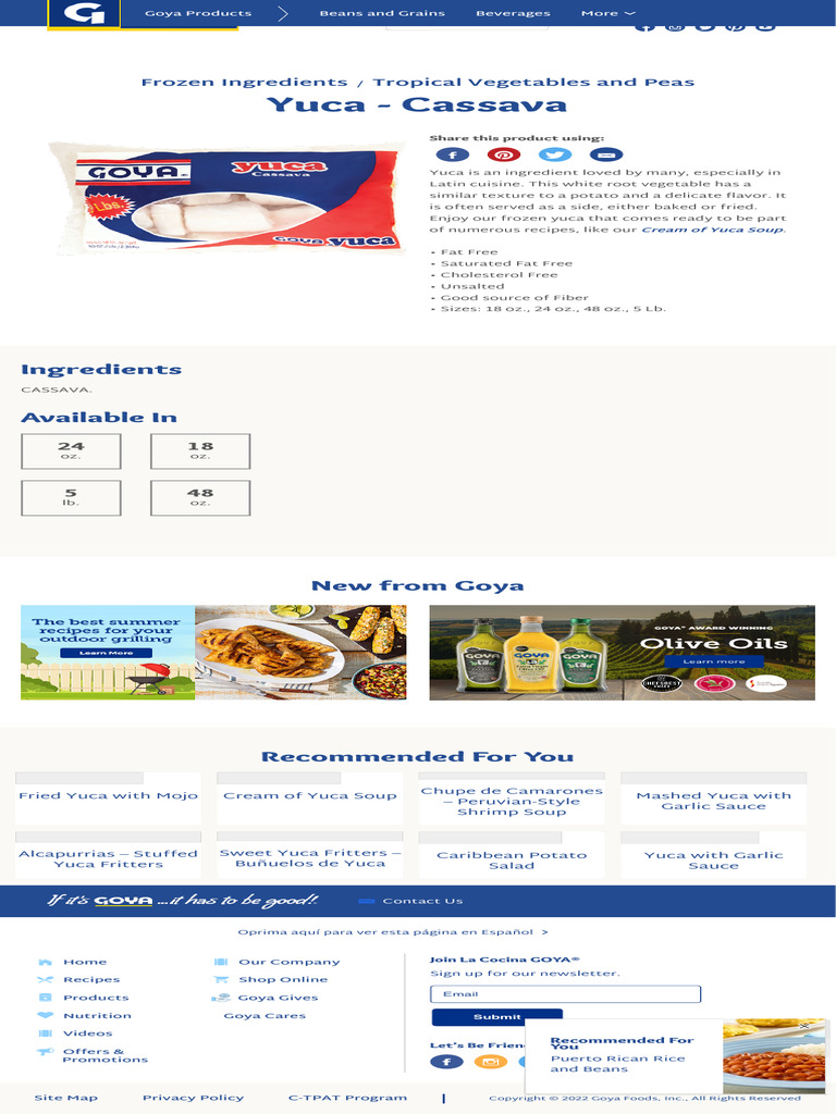 Yuca - Cassava - Tropical Vegetables and Peas G | PDF