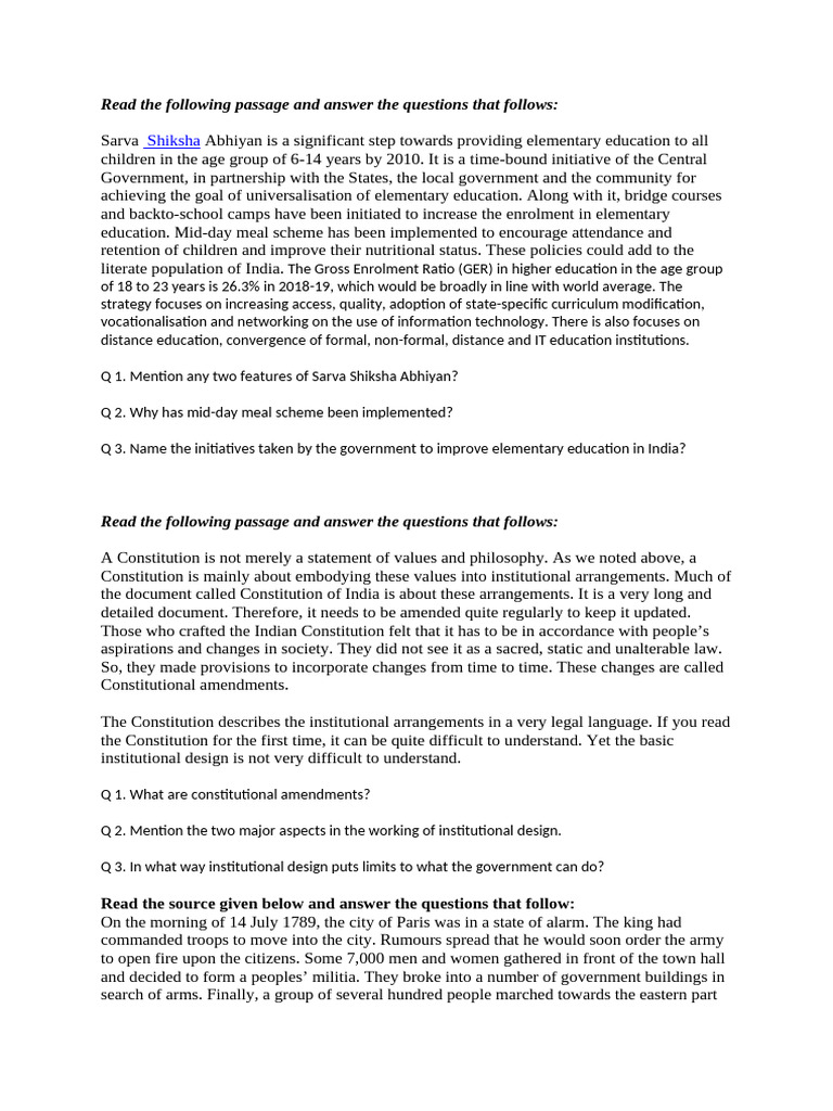 SSC Class Ix Case Study | PDF