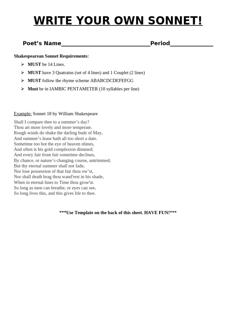 Rand J Create A Sonnet | PDF