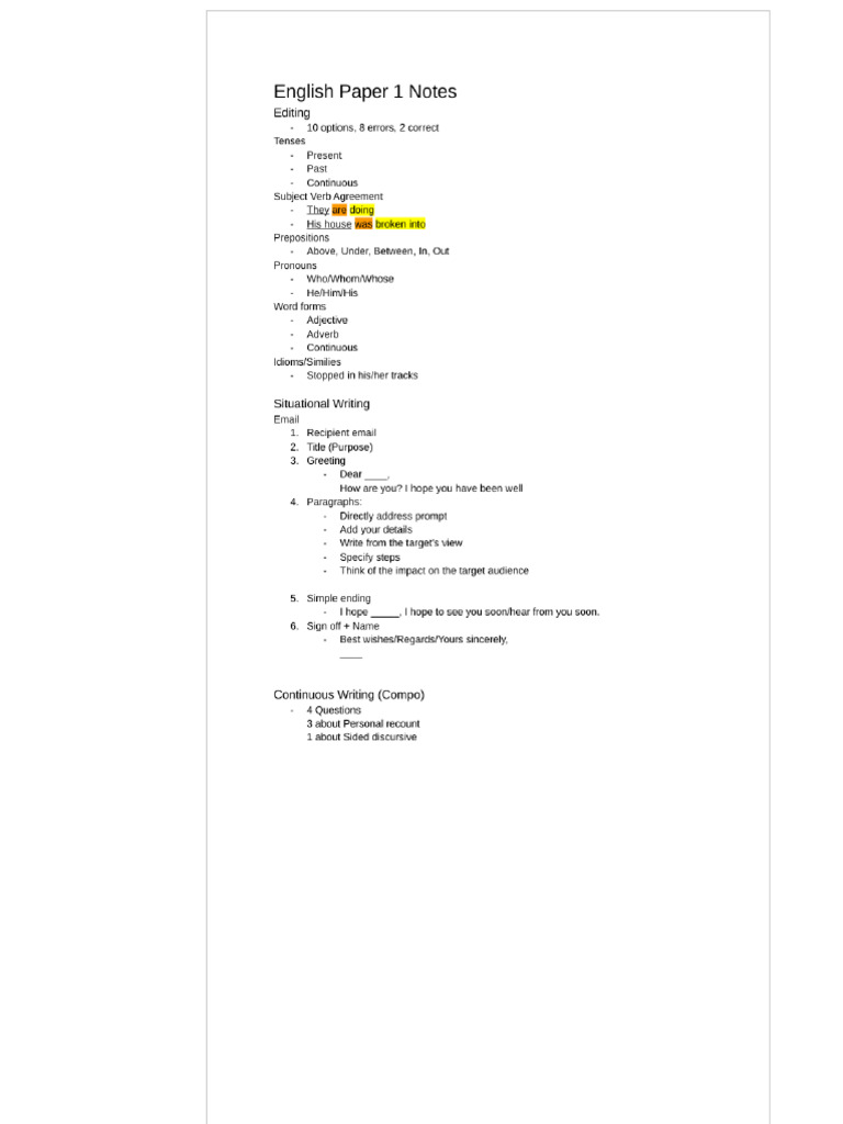 English Paper 1 Notes | PDF