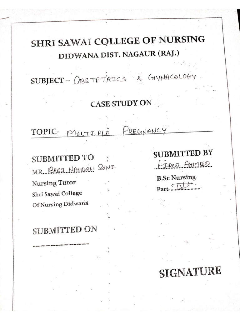 OBG Case Study Multiple Pregnancy | PDF