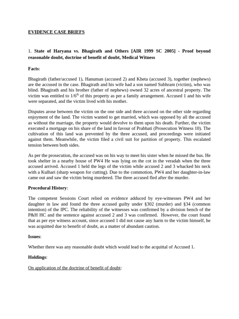 EVIDENCE CASE BRIEFS | PDF