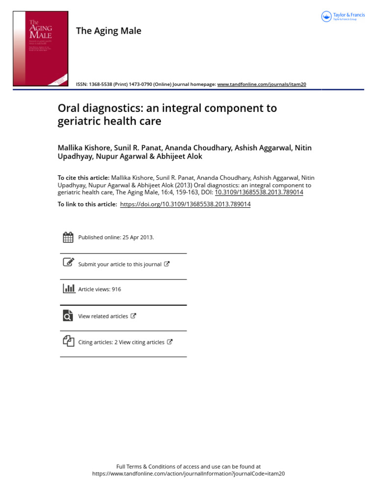 Oral diagnostics an integral component to geriatric health care | PDF