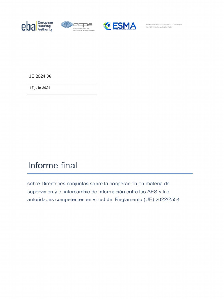 JC 2024-36 - Final Report On GL On Oversight Cooperation | PDF