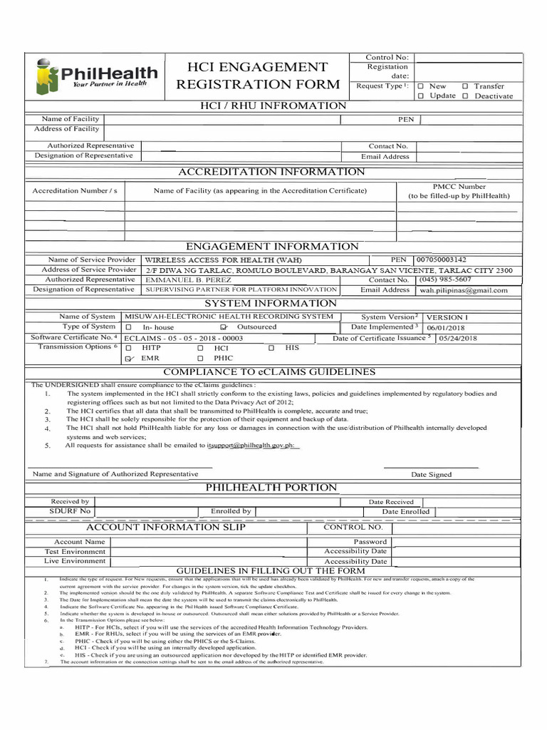 PHIC ECLAIMS Engagment Form 2023 | PDF