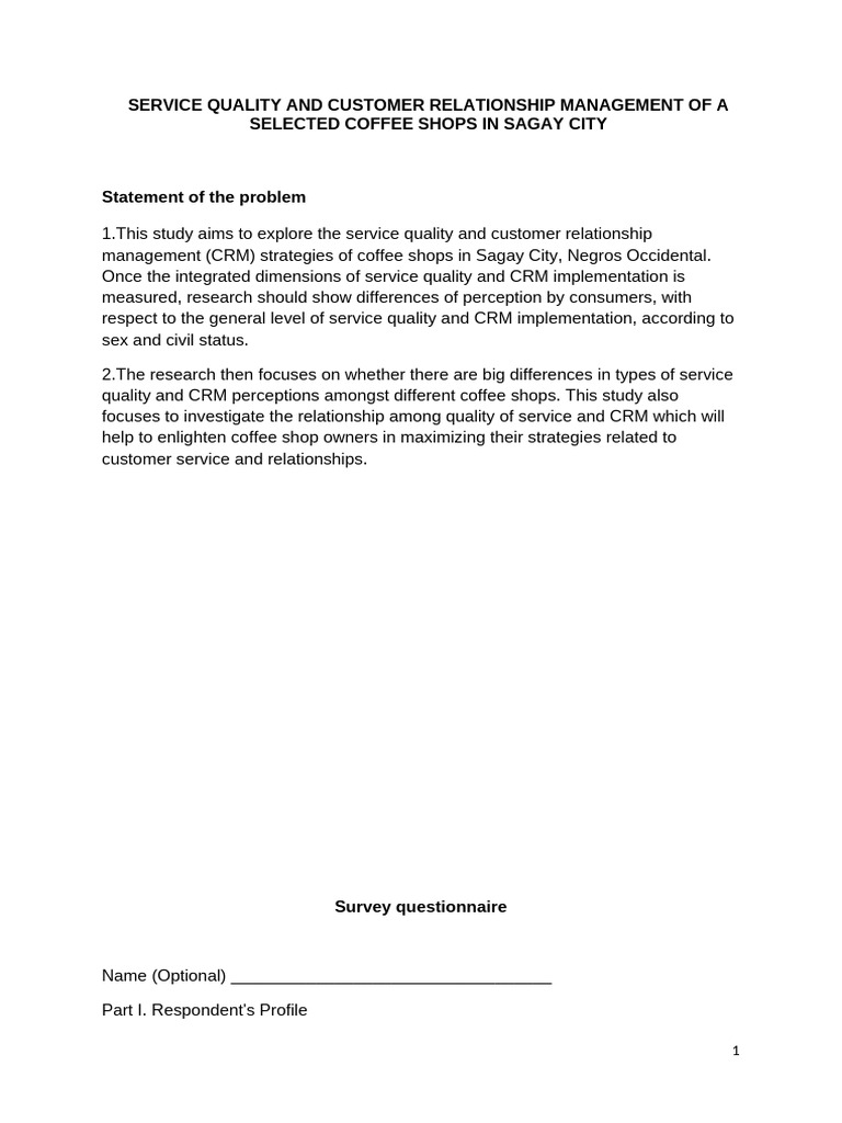 Group 3 SOP&SURVEYQUESTIONNAIRE | PDF