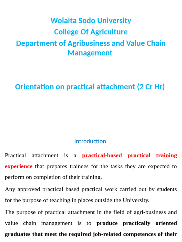 Orientation For Practical Attachment | PDF