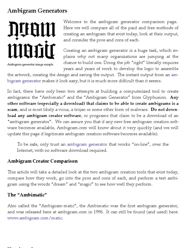 Ambigram Generators - Ambigram Magazine | PDF | Computer Virus | Software