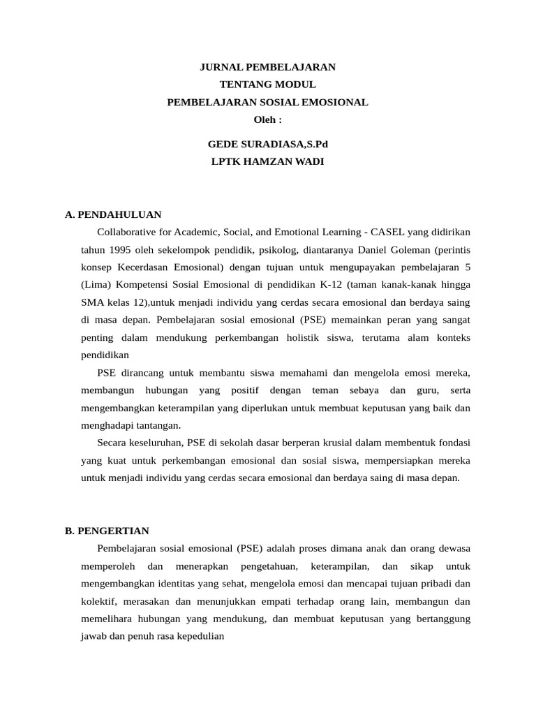 JURNAL PEMBELAJARAN MODUL PSE 2 Acc | PDF