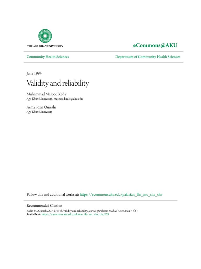 Validity and Reliability | PDF