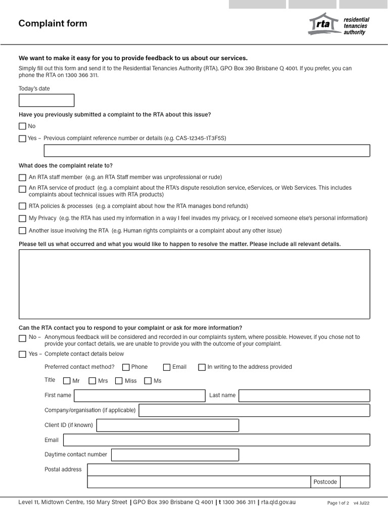 Complaint Form | PDF