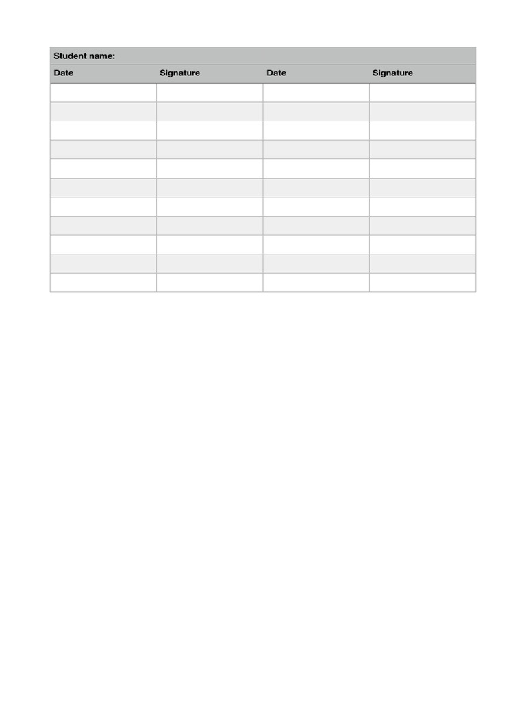 Class Sign Up Sheet | PDF