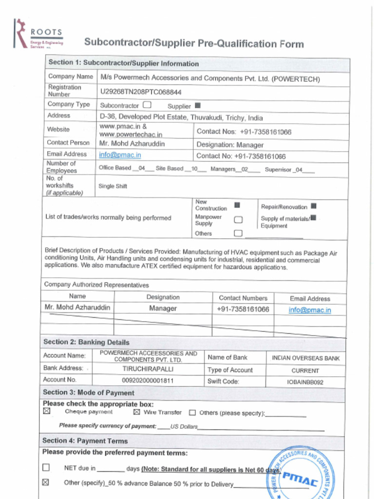 Supplier Registration Form Pdf