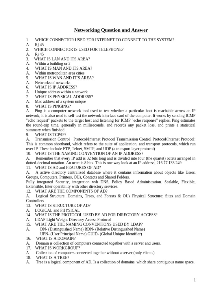 Networking Question and Answer | PDF