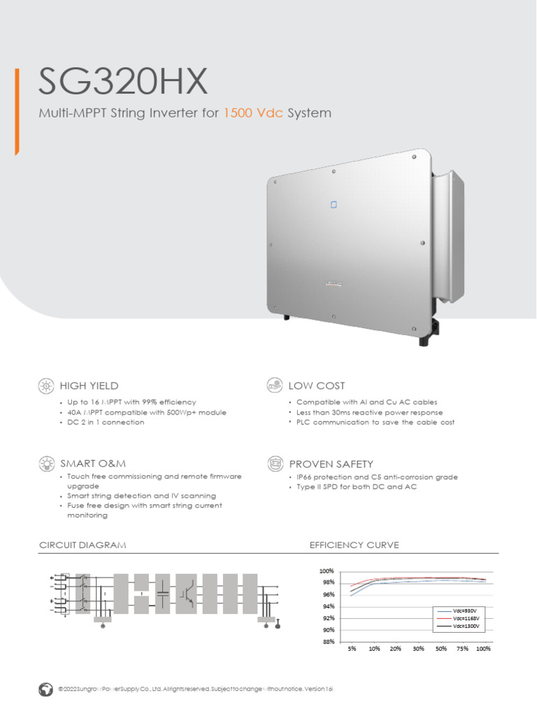 320 KW Sungrow Solar Inverter | PDF
