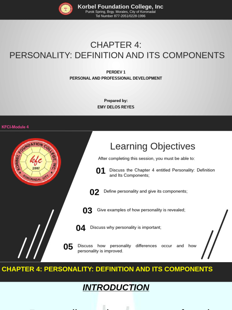Week 4 Chapter 4 Personality Definition and Its Components | PDF