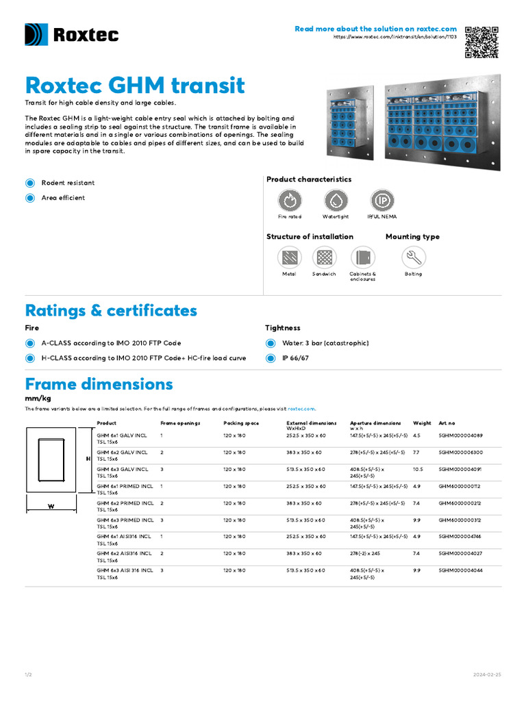 Roxtec GHM transit | PDF