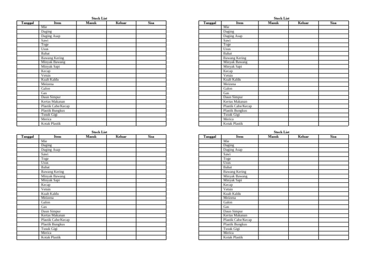 Stock List | PDF