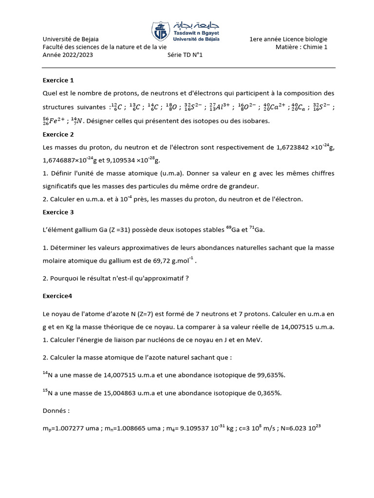 Serie de TD - 1 | PDF