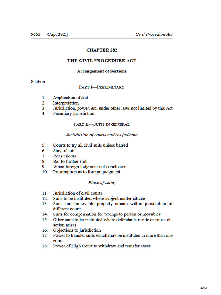 CIVIL PROCEDURE ACT | PDF