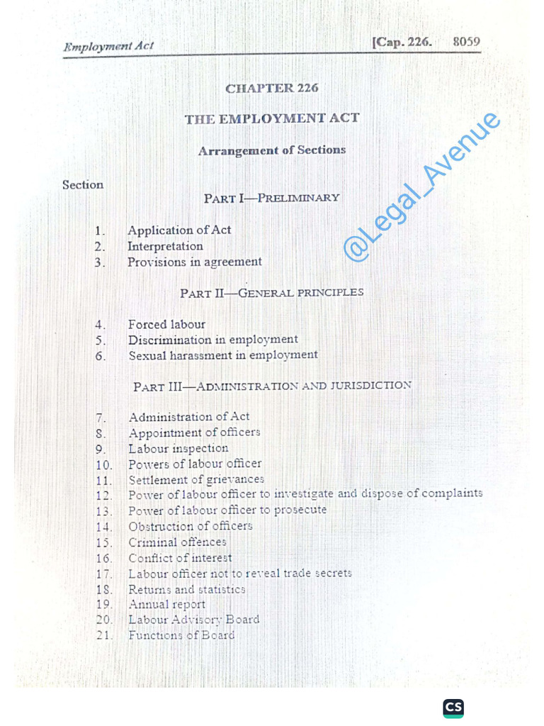 Revised Employment Act Cap 226 | PDF