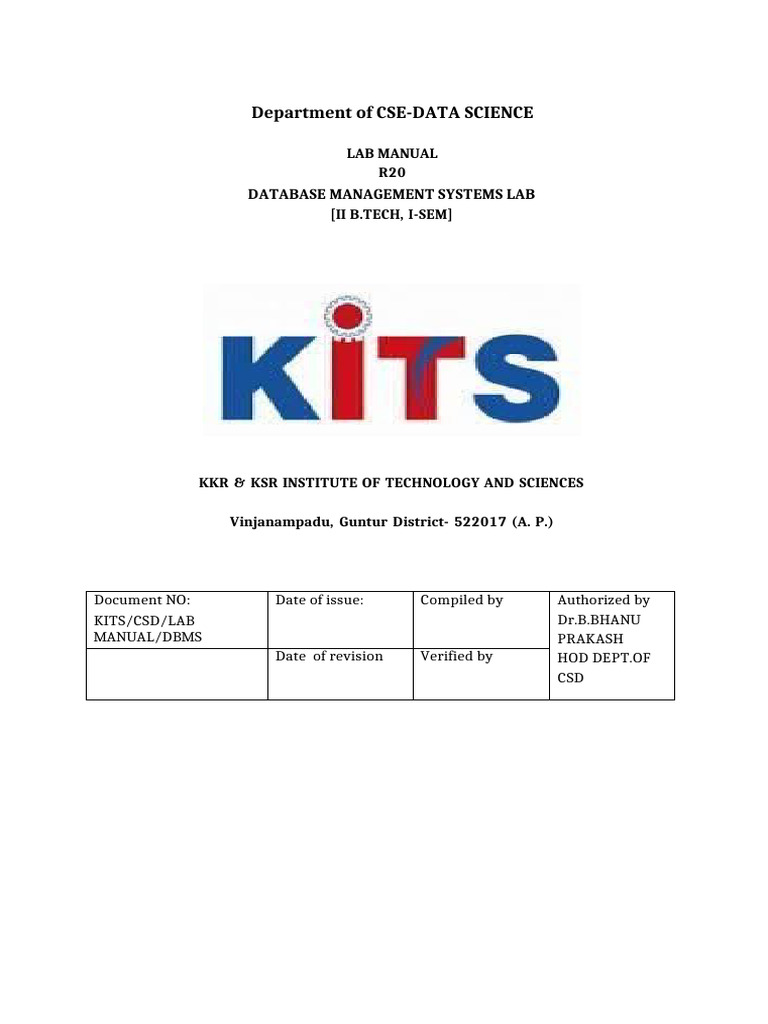 Dbms Lab Manual | PDF