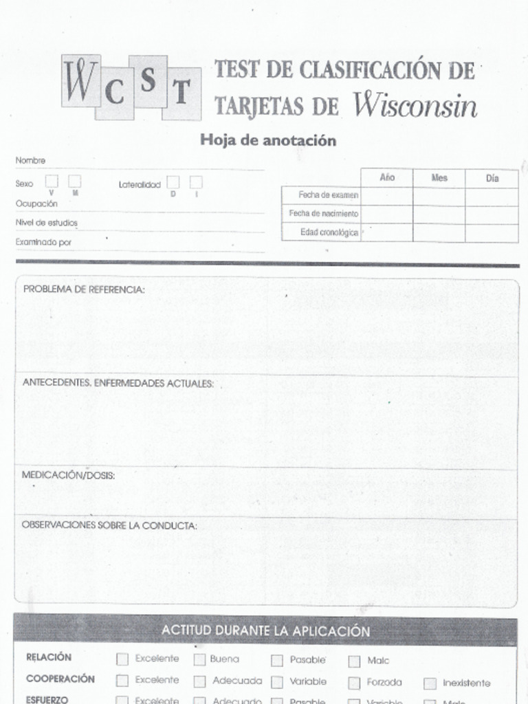 Test Wisconsin Hoja de Anotación | PDF