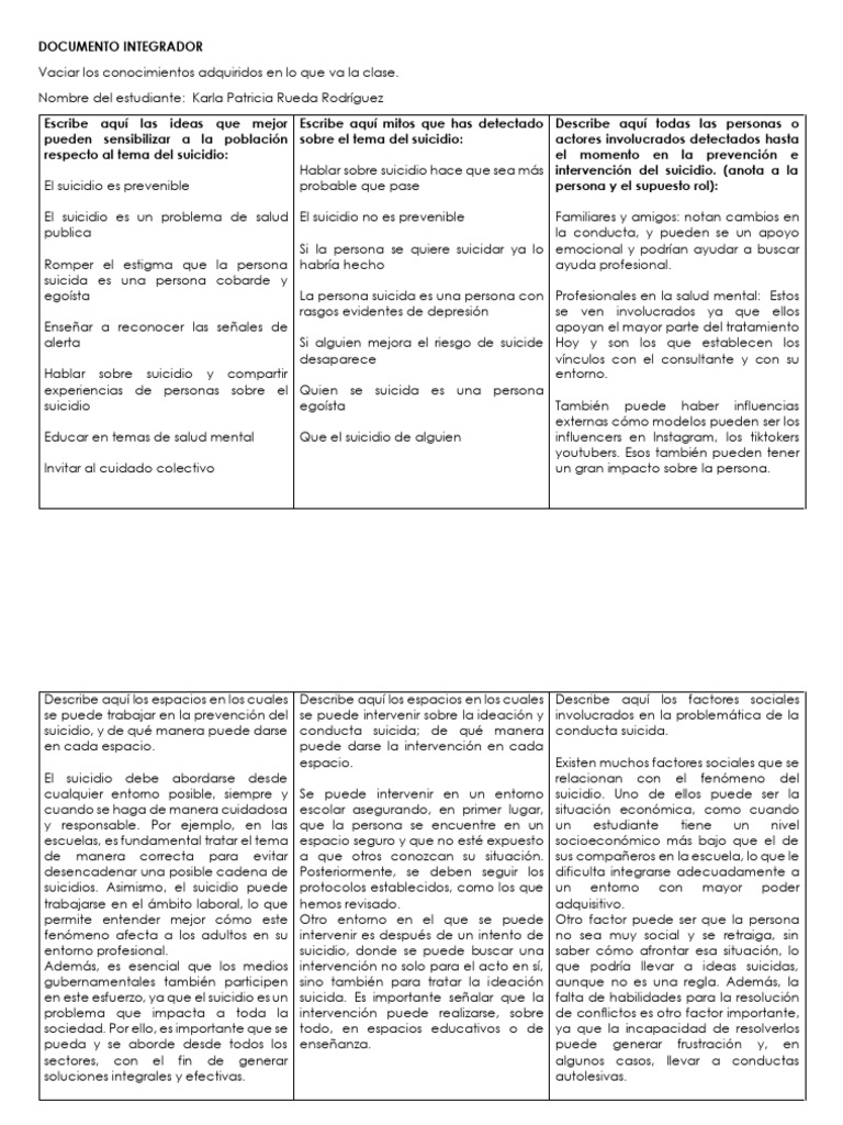Mapa de Avance - Documento Integrador | PDF