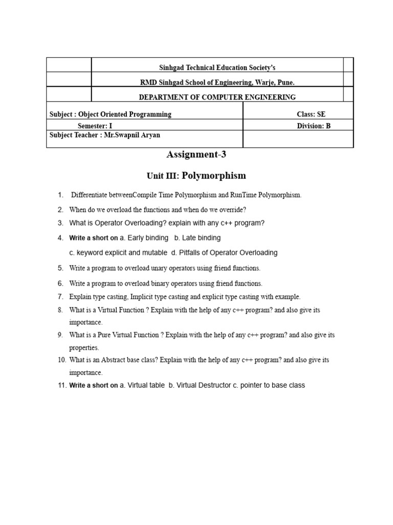 OOP Assignment 3 | PDF