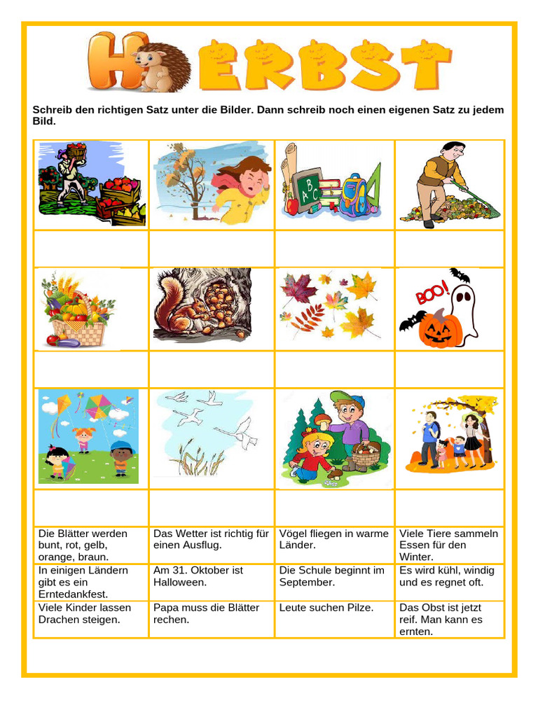 Bildergeschichte Herbst Arbeitsblatter 145440 | PDF