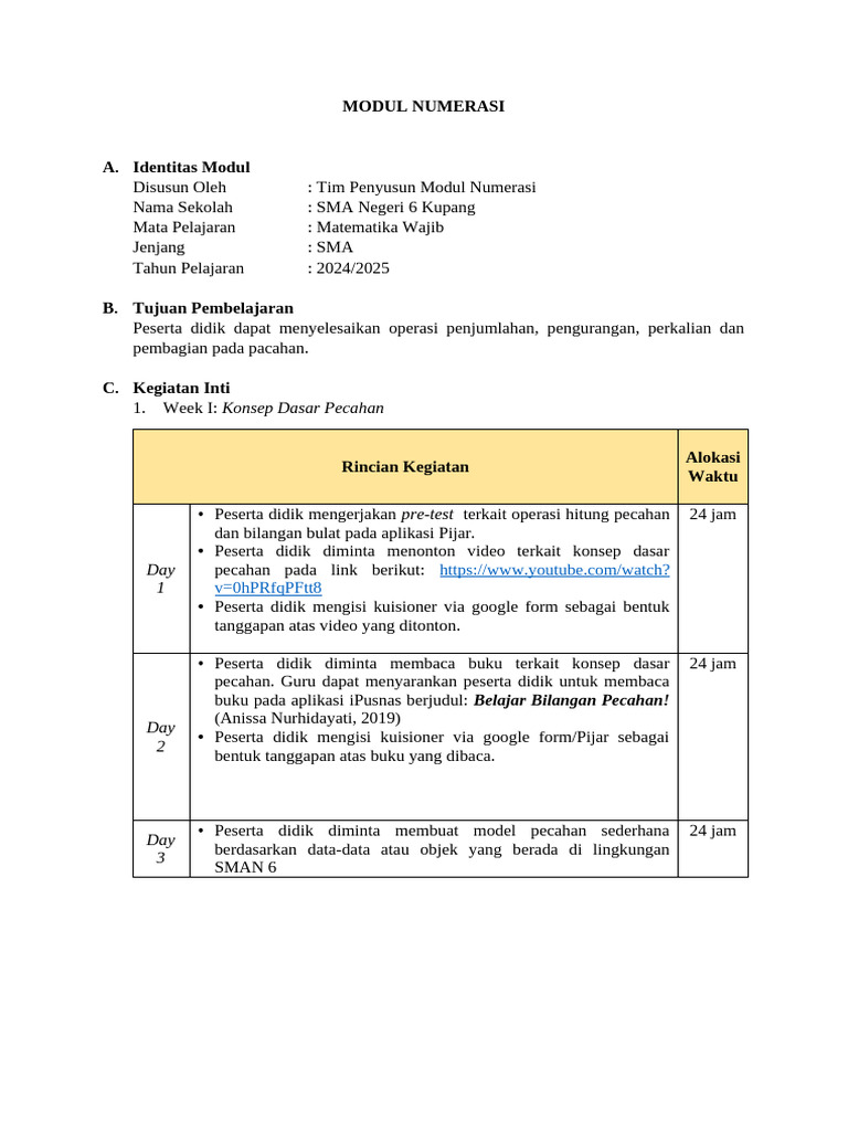 Modul Numerasi | PDF