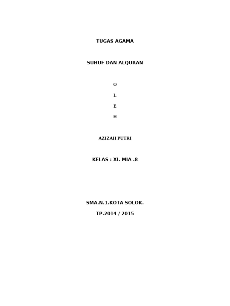 TUGAS AGAMA Suhuf Dan Alguran | PDF