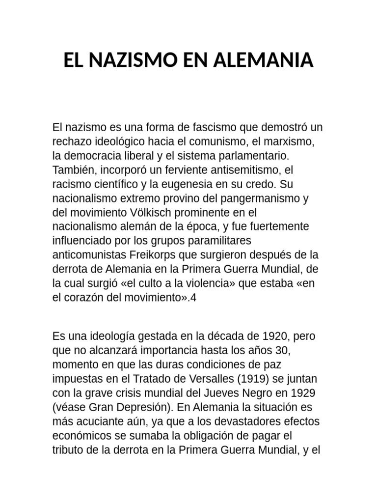 El Nazismo en Alemania | PDF