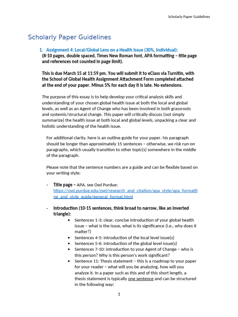 Guidelines for Scholarly Health Papers | PDF | Thought | Career & Growth
