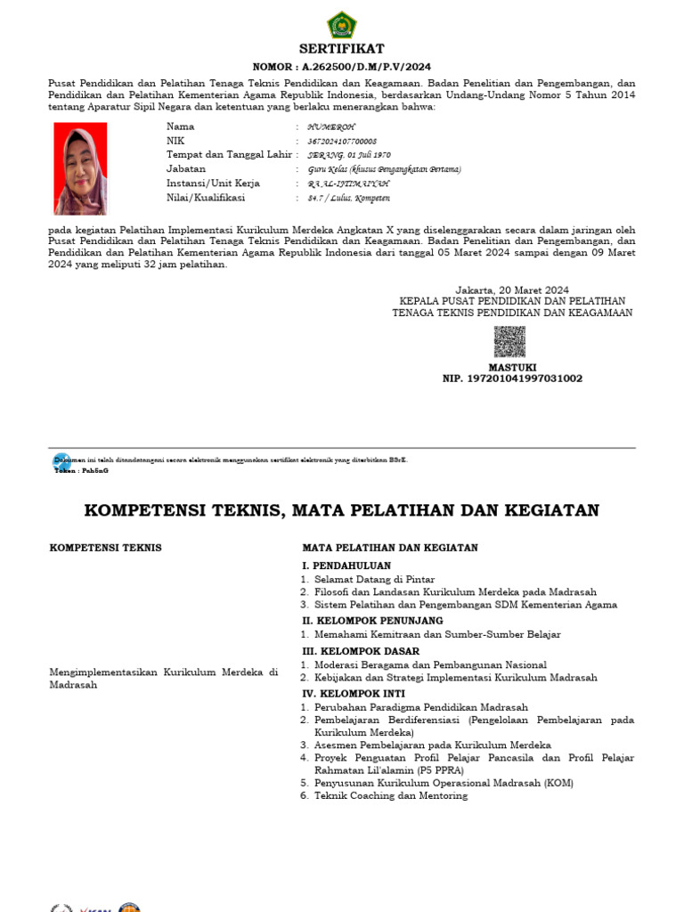 Sertifikat hum | PDF