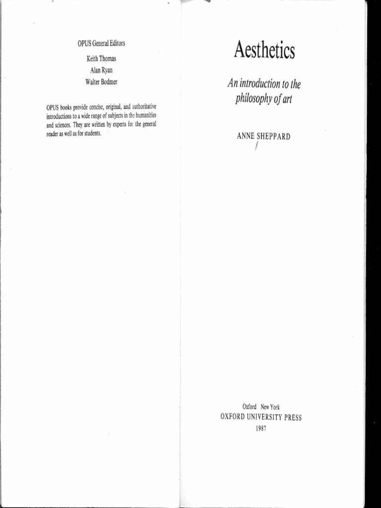 1987 - Anne Sheppard - Aesthetics - An Introduction To The Philosophy ...