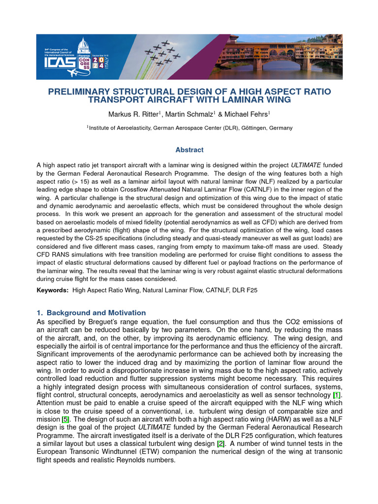 ICAS-2024 Structural Sizing DLR HARW Aircraft | PDF