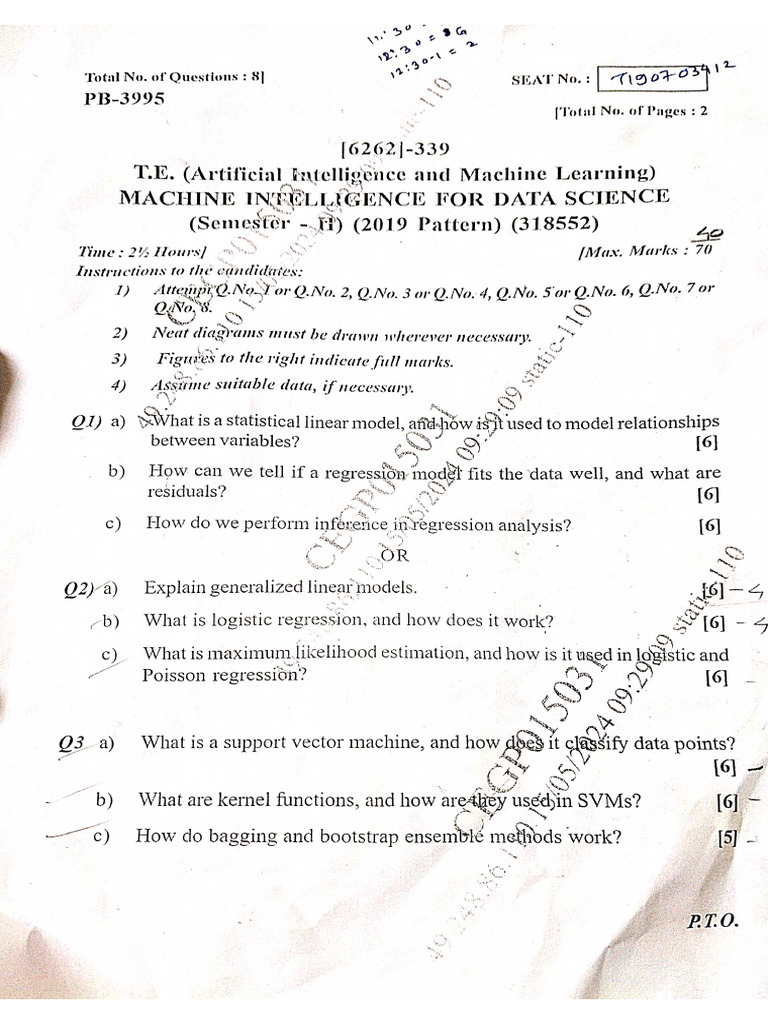 MIDS Endsem Paper 2024 | PDF