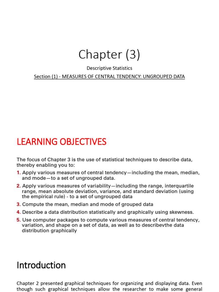Chapter (3) - Section 1 | PDF | Percentile | Mean