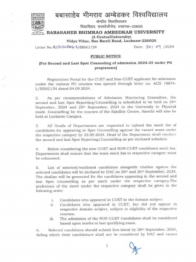 Bbau Admission Form Pdf