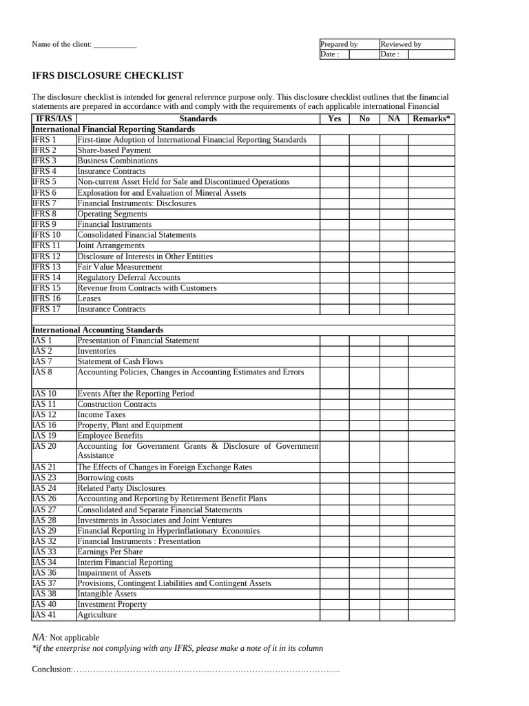 IFRS Disclosure Checklist 2024 | PDF | International Financial ...