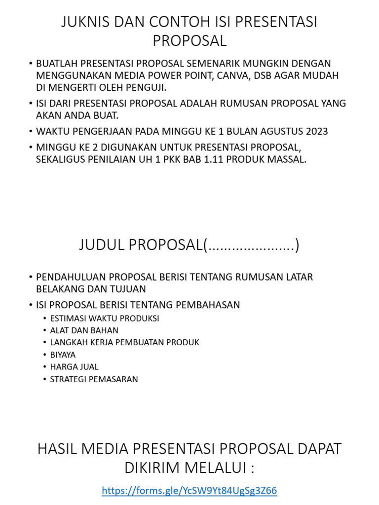 Link Pengeriman Presentasi Proposal Produk Massal | PDF