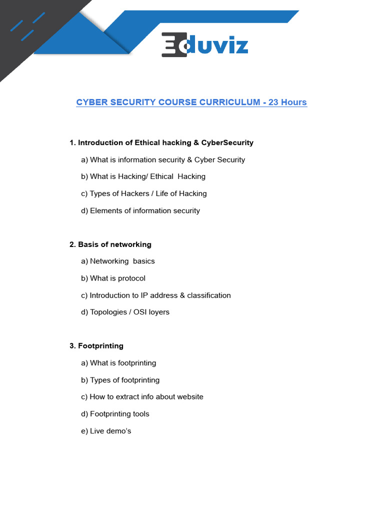 Cyber Security Course Curriculum | PDF