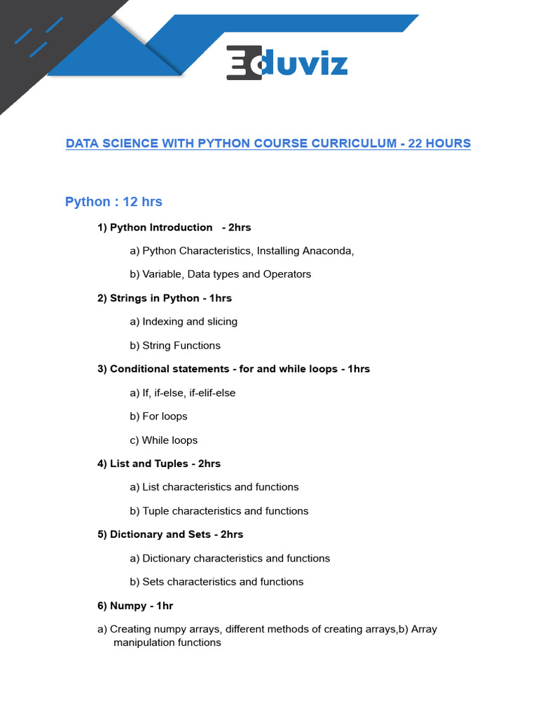 Data Science Course Curriculum | PDF