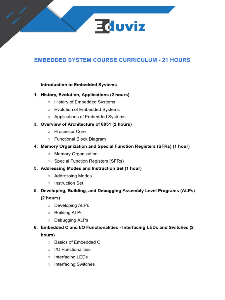 Embedded System Course Curriculum | PDF