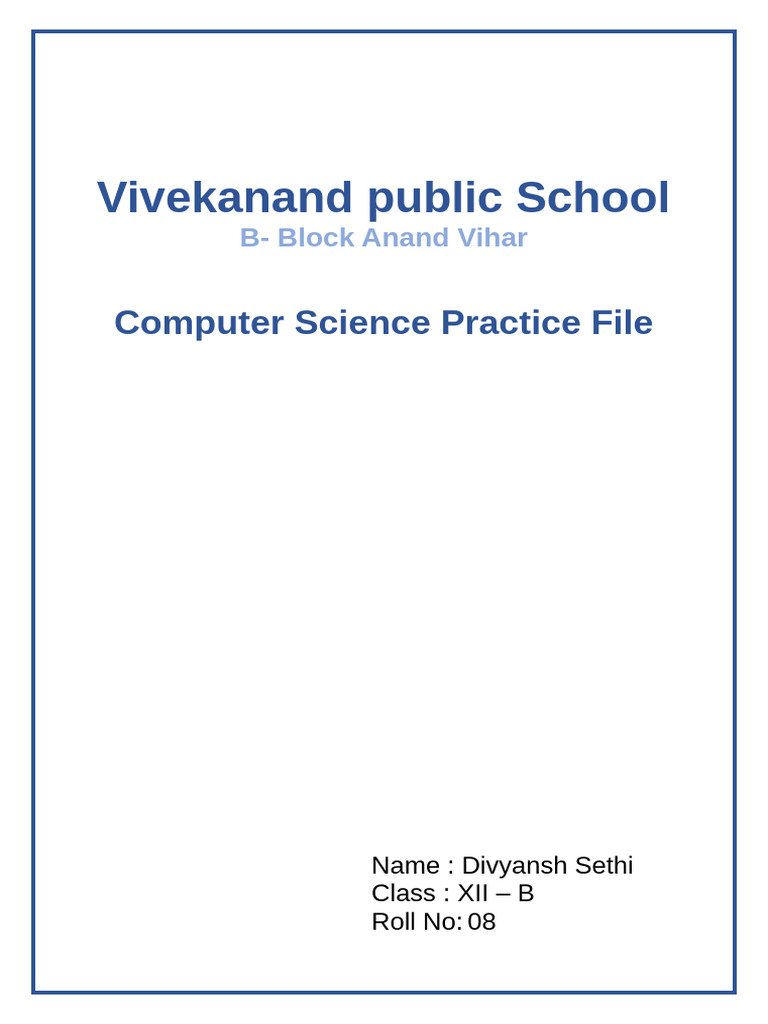 Divyansh Practical File Cs 12th | PDF